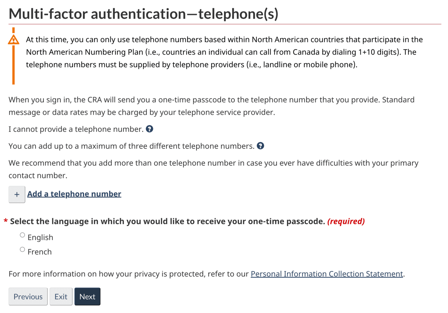 CRA Account Creation